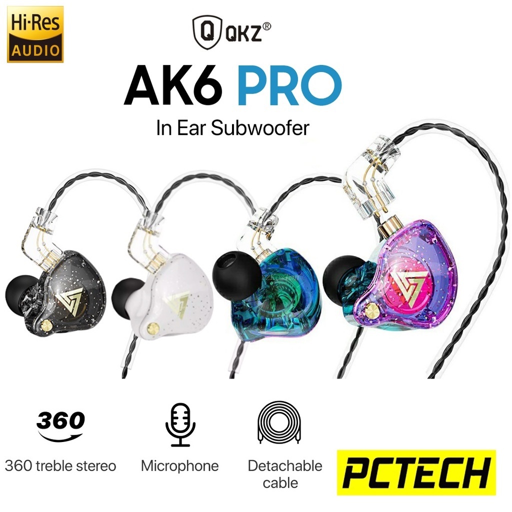 Qkz Ak6 Pro / AK6 1dd Dynamic Wire Earphones Hi-Fi Earbuds In-Ear Monitor with Mic Removable ...