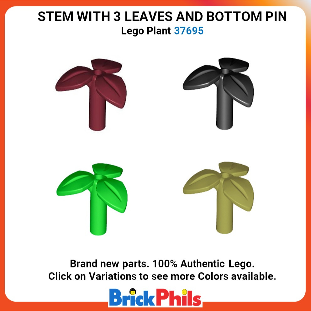 Lego Plant Part 37695 - Stem with 3 Leaves and Bottom Pin | Shopee ...