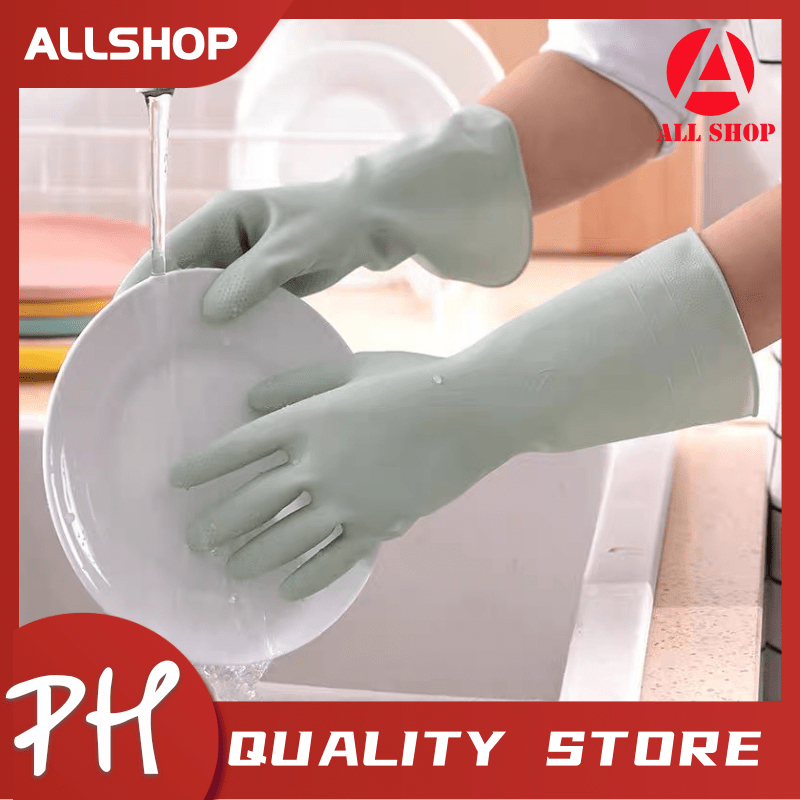 Allshop Kitchen Dishwashing Waterproof Rubber Gloves for Washing Dishes ...