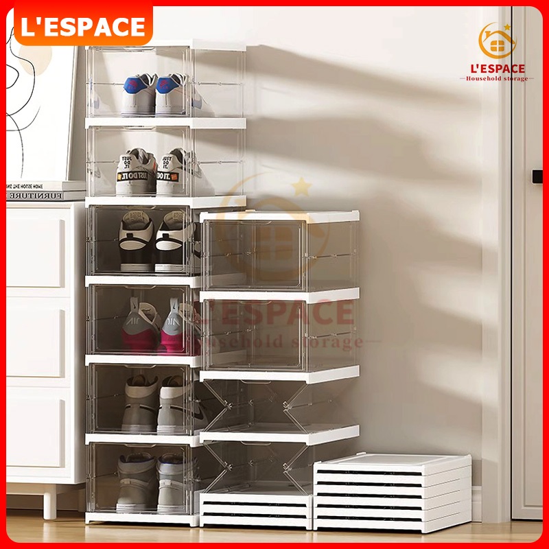 Acrylic Transparent Foldable Shoe Box Shoe Rack shoe storage Dust proof ...