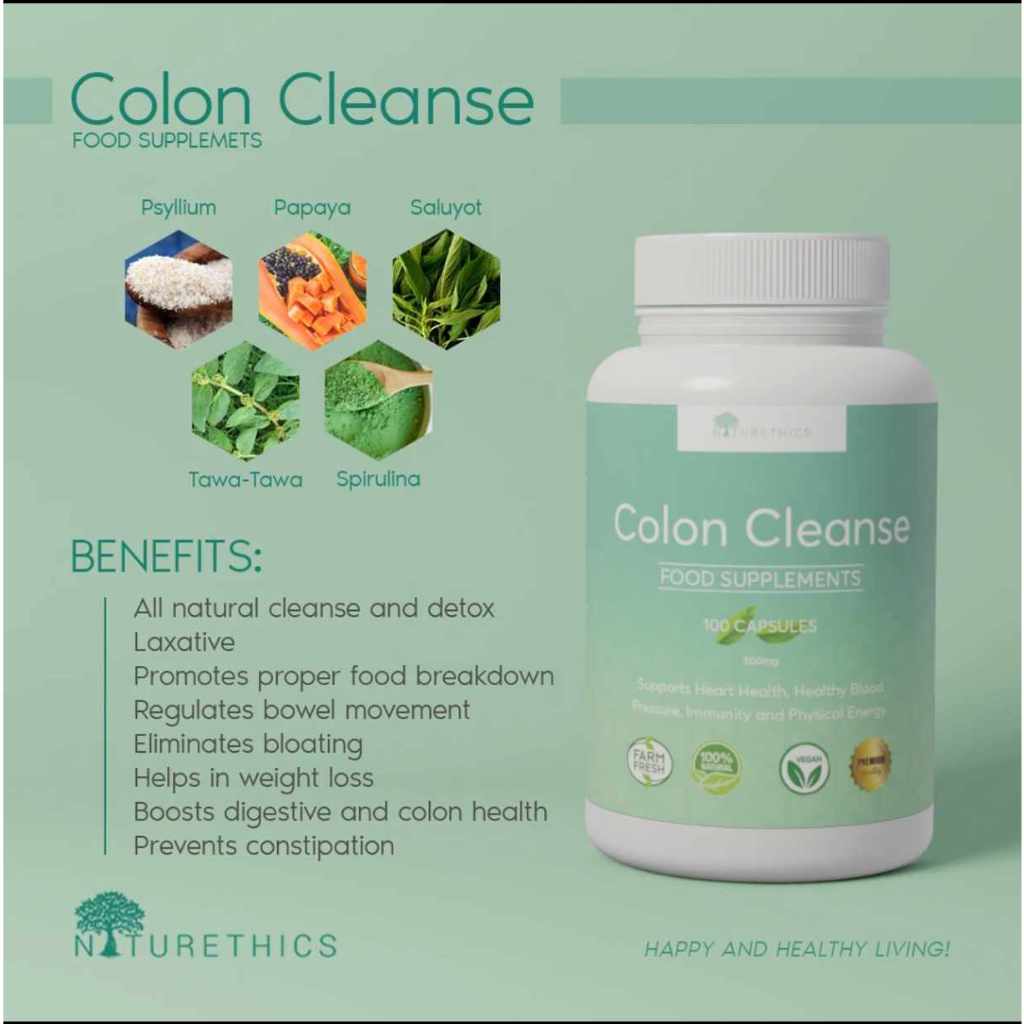 Colon Cleanse Food Supplement Capsules - Eliminates Bloating and ...