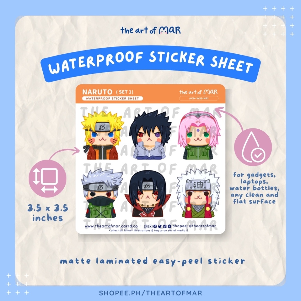 Naruto Shippuden chibi sticker sheet by The Art of Mar | waterproof ...