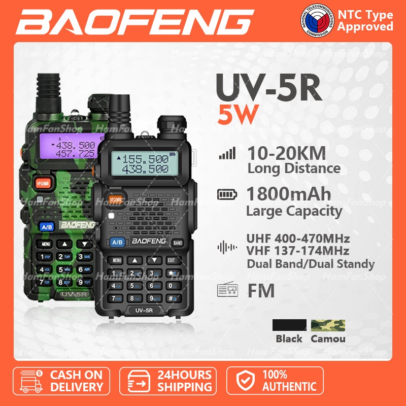 Baofeng UV-5R Walkie Talkie 5W 128CH Two-Way Radio Dual Band UHF/VHF Radio 10 KM Long Range COD ...