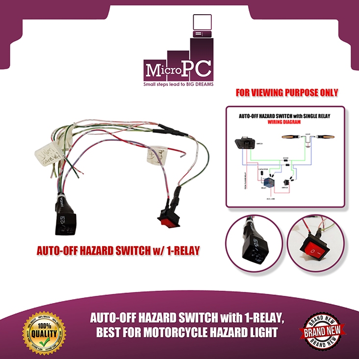 MICRO PC AUTO-OFF HAZARD SWITCH with 1-RELAY, BEST FOR MOTORCYCLE ...