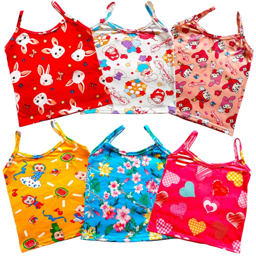 6 pcs spag sando pambahay for 1 to 3 yrs old baby girls assorted color ...