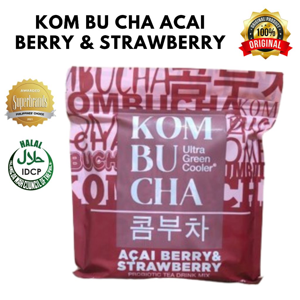 100% Authentic Kom Bu Cha Acai Berry & Strawberry (20 packets) | Shopee Philippines