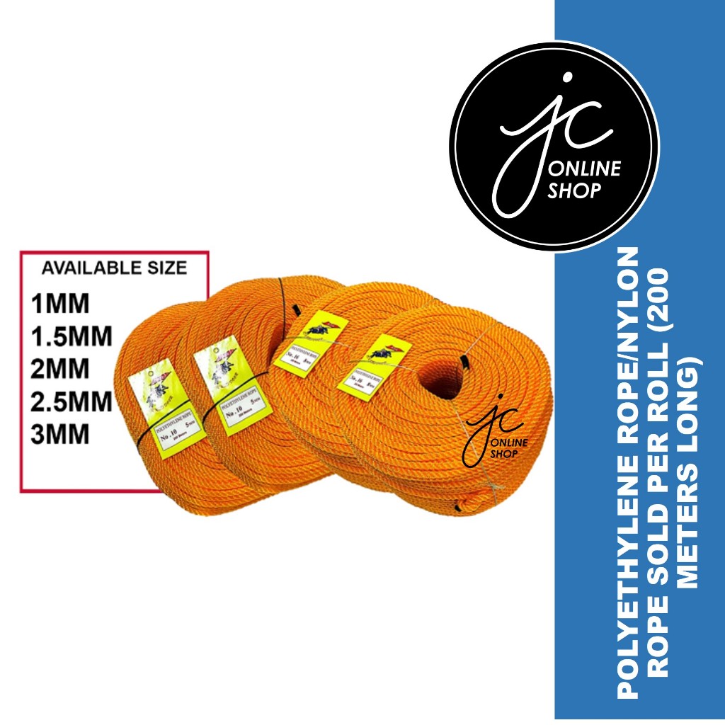 POLYETHYLENE ROPE/NYLON ROPE SOLD PER ROLL (200 METERS LONG) | Shopee ...