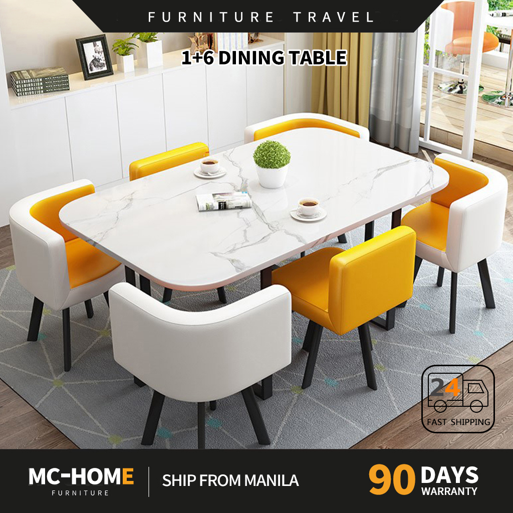 MC&HOME 6-Seat Rectangular family dining table office casual meeting ...