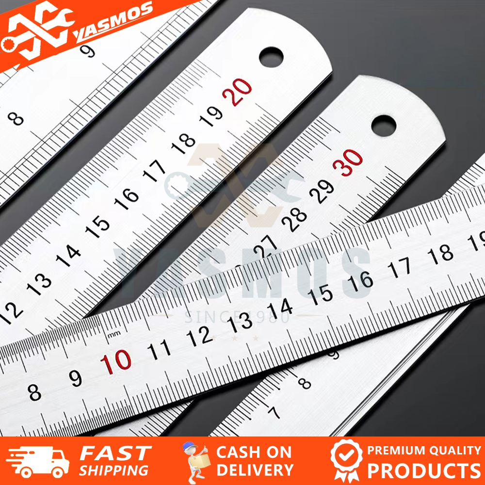 1PC Ruler Metal Straight Edge Ruler Stainless Steel Ruler Double-sided ...