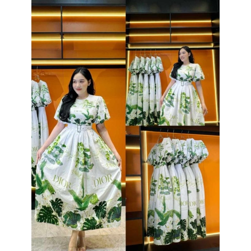 New Trends Elegant Puff Vietnam Padded Maxi Dress Womenswear | Shopee ...