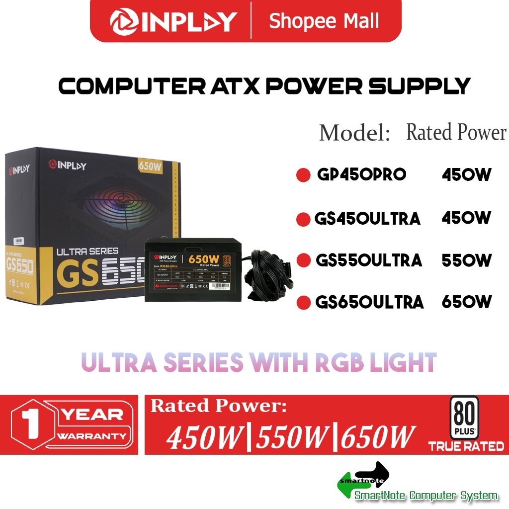 Inplay Gs-Series 450W 550W 650W 750W Atx Power Supply With Rgb Light ...