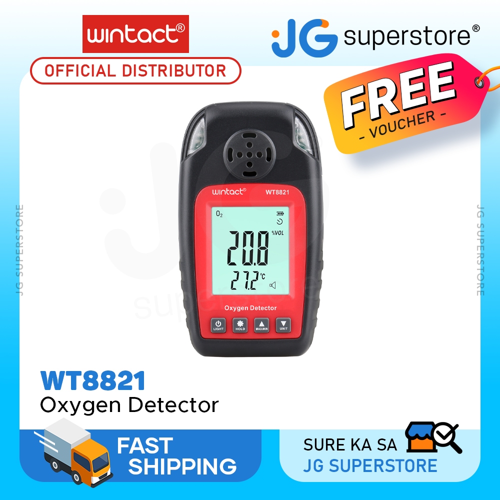 Wintact WT8821 Oxygen Gas Detector with Monochromatic LCD Display and Built-In Alarm Lights ...