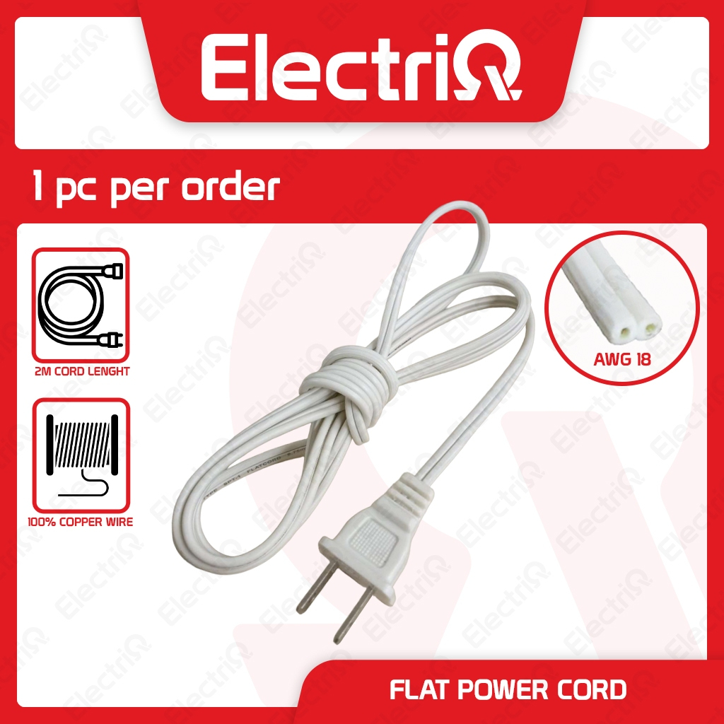 Electriq 2 Pin / 2 Prong AWG18 Copper Plug AC Power Cord Cable ...