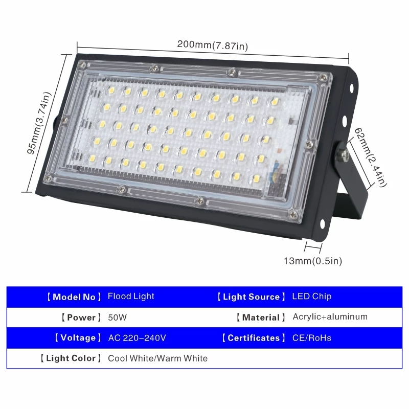 50W Led Flood Light AC 220V Outdoor Floodlight Spotlight IP65 ...