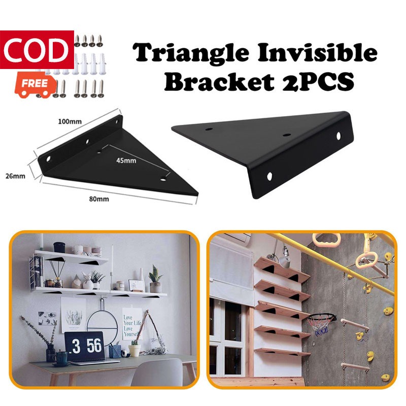 2PCS Hidden Triangle Shelf Bracket With Screws 8*10cm Shelf Brackets ...