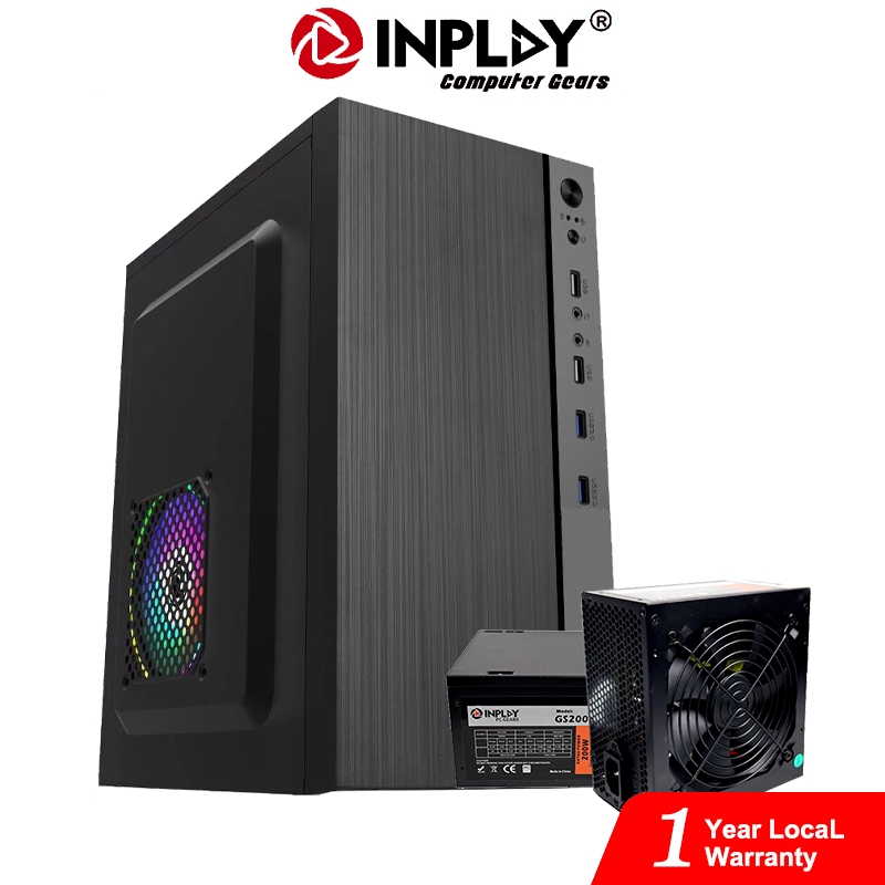 INPLAY PC Case Computer Desktop Case with Pre-Installed GS200BK PSU 2 ...