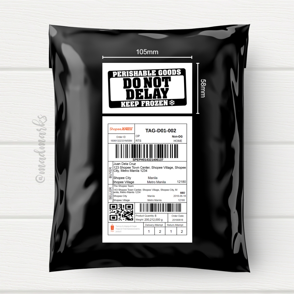 Perishable Goods Do Not Delay Keep Frozen Waterproof Sticker Label ...