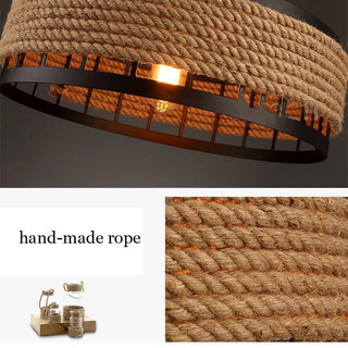 Pendant Light Industrial Retro Hemp Rope Yurt E27 Chandelier ...