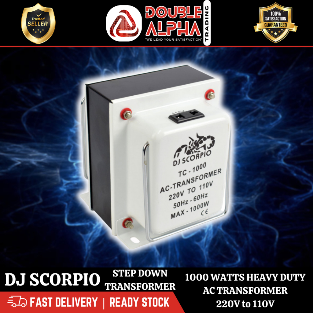 HEAVY DUTY AC STEP DOWN TRANSFORMER 220V TO 110V DJ SCORPIO 1000 WATTS ...