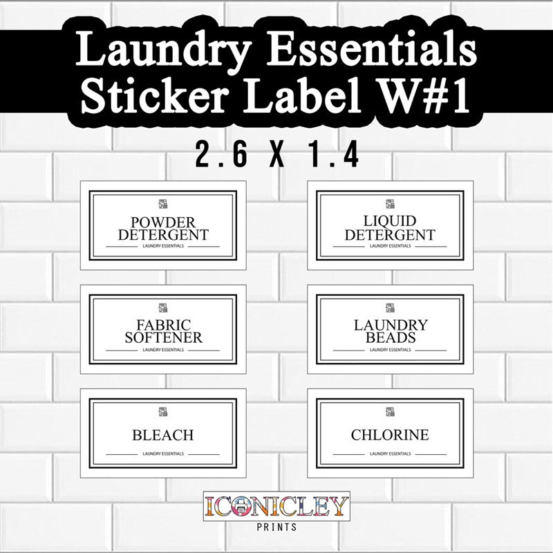 LAUNDRY ESSENTIALS LABEL - WHITE#1 [2.6” x 1.4”] Waterproof Vinyl ...