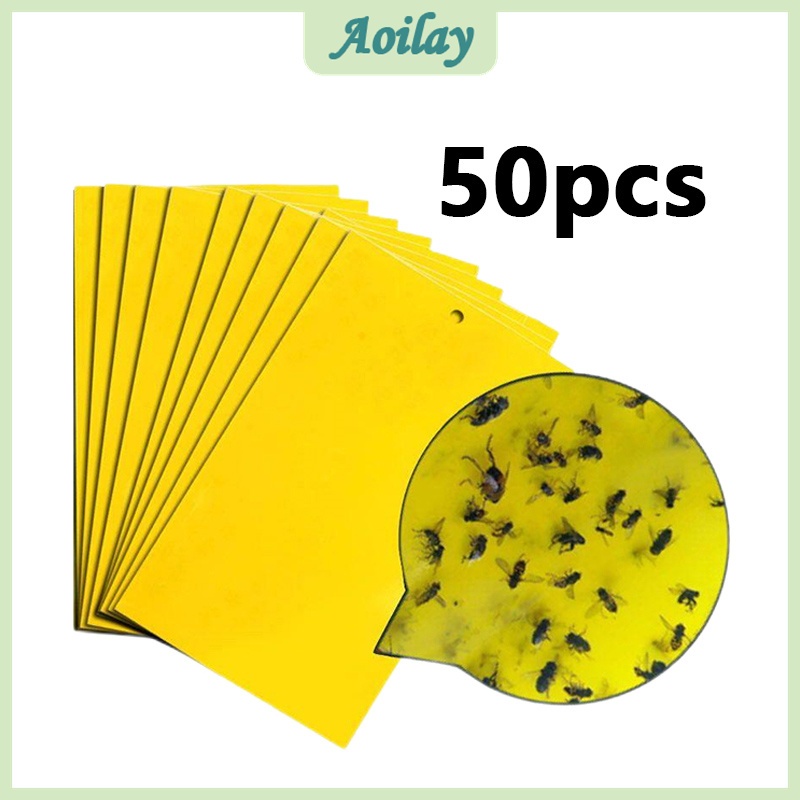 50pcs 20*10cm Double-Sided Flies Sticky Board Yellow Aphid Flies Sticky ...