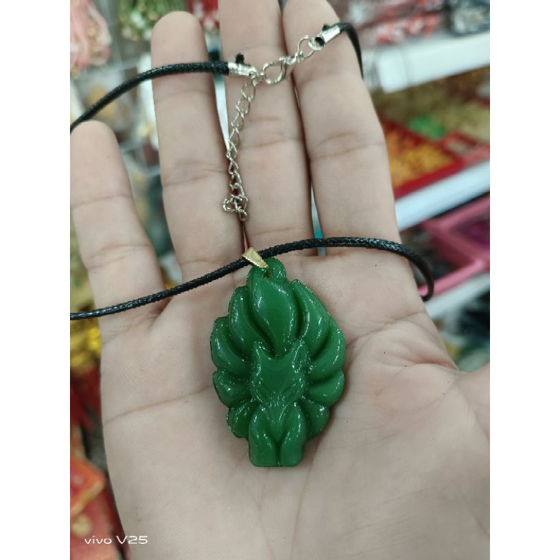 Nine tailed fox necklace with leather chain high quality. | Shopee ...