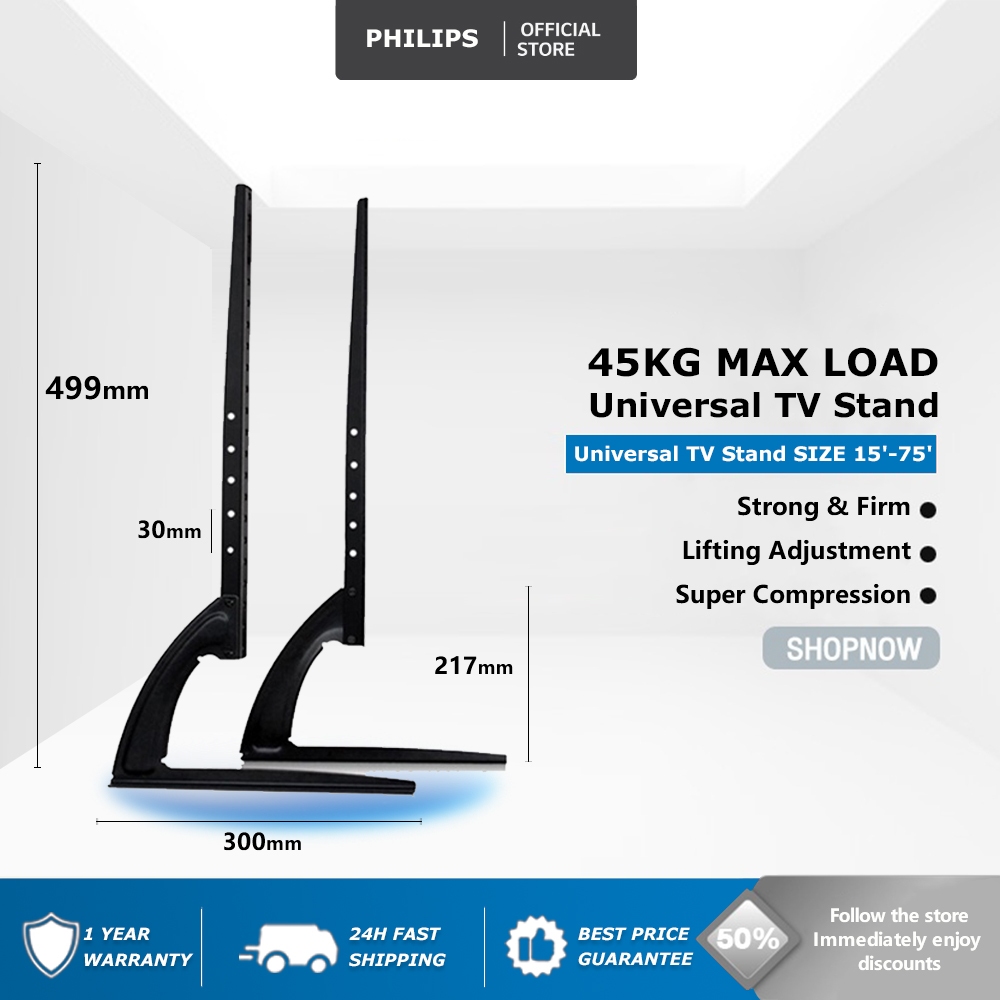 Universal 15-75 LCD TV Screen Stand Base Stand, Adjustable Display Stand, Can Load Up To 45KG TV ...
