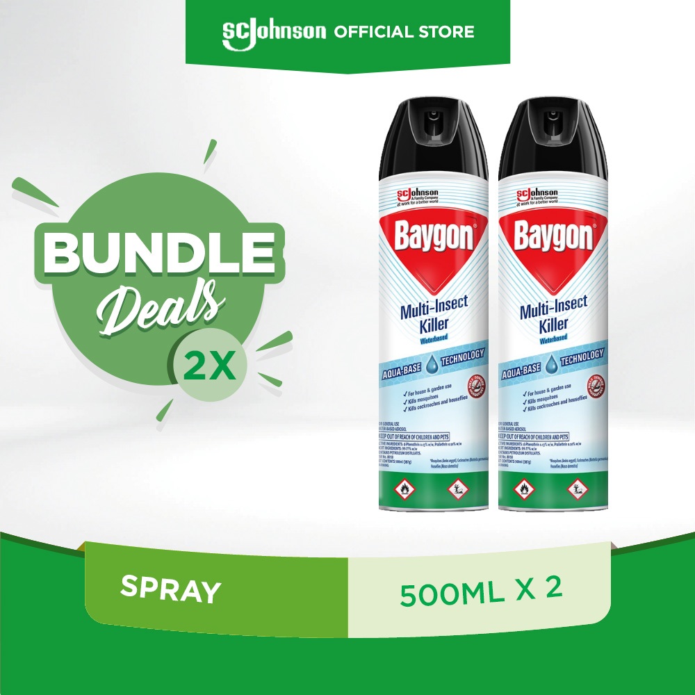 Baygon Multi Insect Killer Water-Based Twin (500ml x 2) | Shopee ...