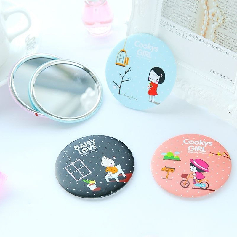 Mini portable mirror Cute Cartoon Portable Round Mini Cosmetic Makeup ...
