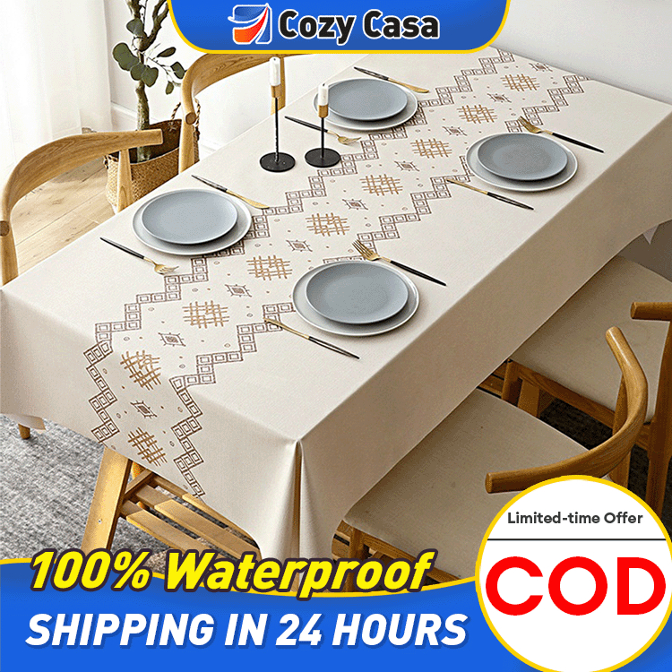 4/6/8 Seater Waterproof Table Cloth Cover Dining Table PVC Rectangular ...