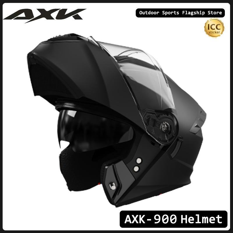 AXK 900 Motorcycle Modular Helmet Dual Lens Flip Up Helmet With ICC ...