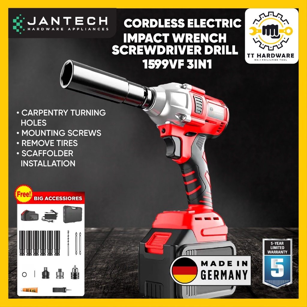 TT Hardware 1599VF 3 in 1 Impact Wrench 880n.m 6size Gun Electric Wrench Cordless Impact ...