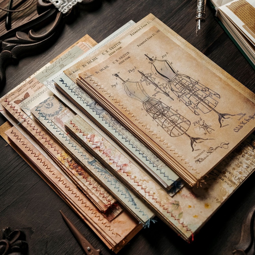 Hand sewing time series/ Time box Series Mocard Retro periodical room ...