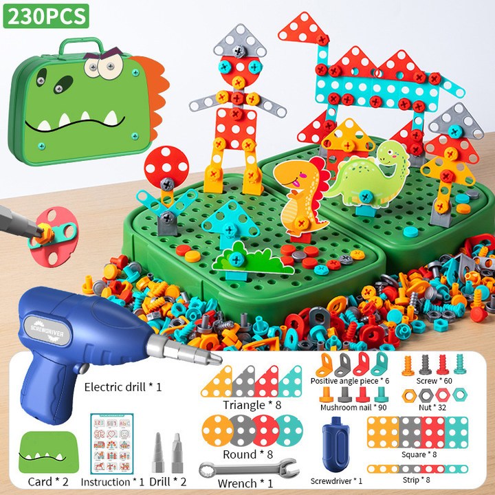 FunToy 230pcs Electric Drill Toy Set 3D Building Blocks Screw Puzzle ...