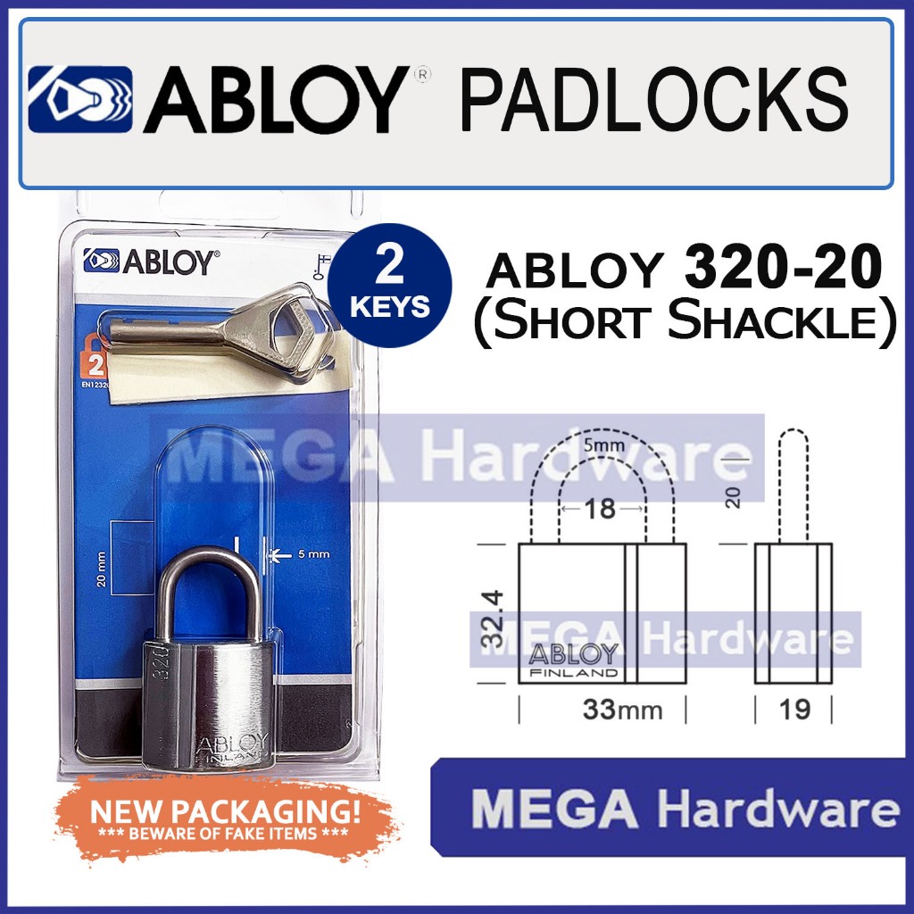 Abloy Original Padlock Heavy Duty PL330/50 or PL 330/25 or PL341/50 or PL 341/25 (FINLAND) PL320 ...