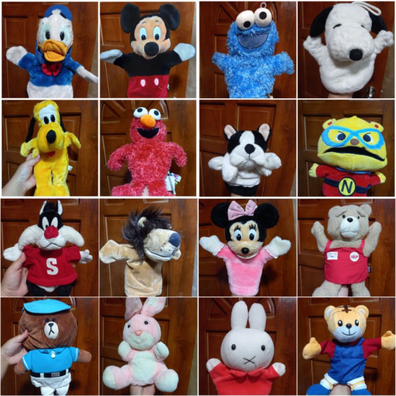 Character Hand puppets preloved minnie moomin bart pluto bob the ...