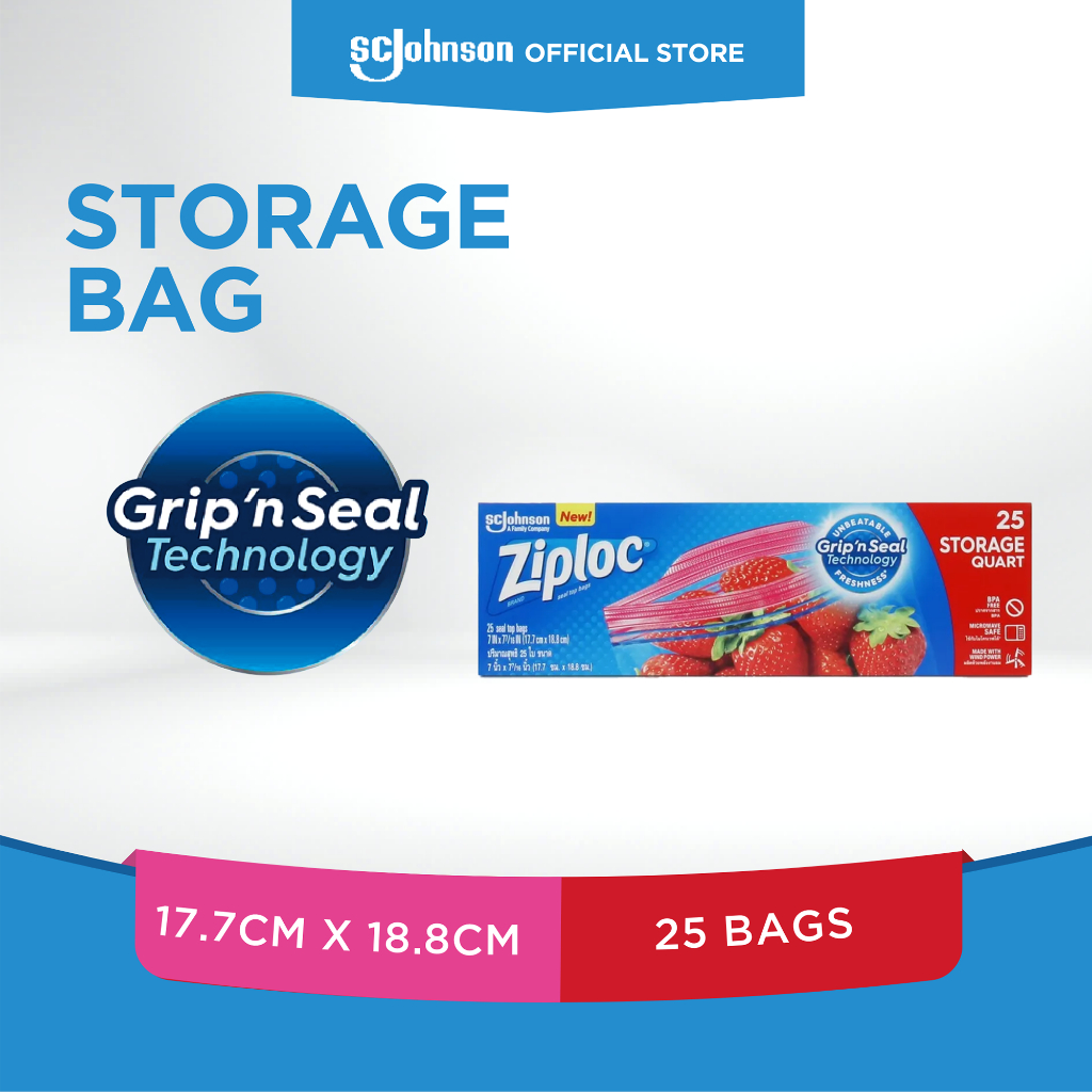 Ziploc Storage Bags Quart 25's | Shopee Philippines