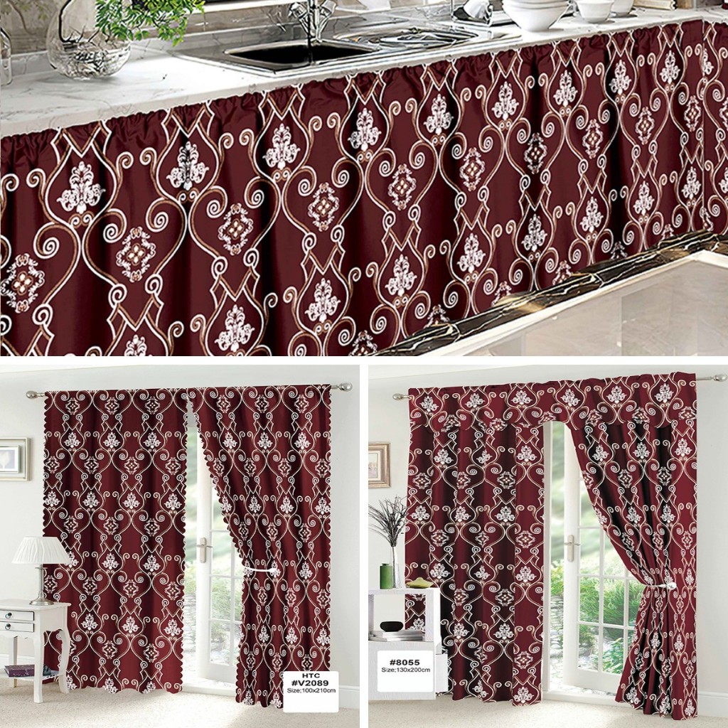 Red Set Christmas Flower Kitchen Lababo Curtain Under Sink Curtain ...
