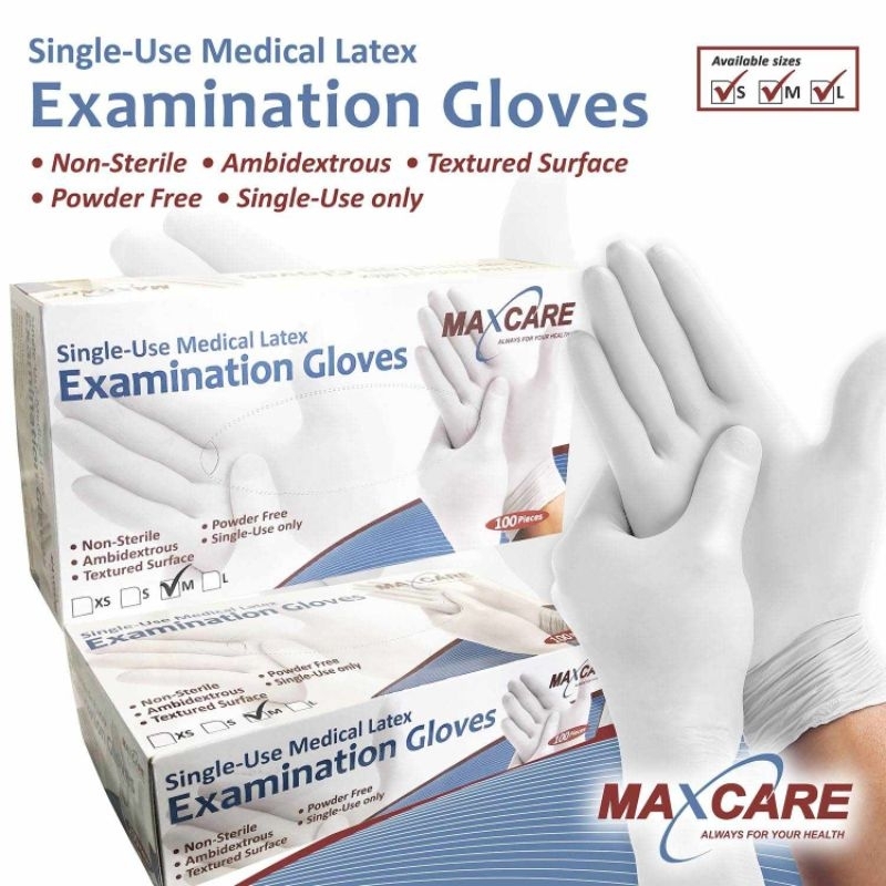 Maxcare Medical Examination Gloves latex Powder Free (HIGH QUALITY ...