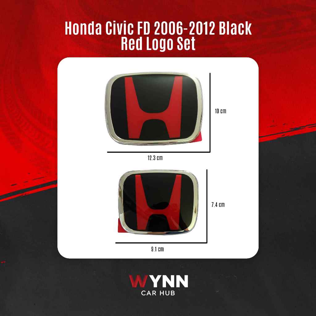 Honda Civic FD 2006-2012 Black/Red Logo Set | Shopee Philippines