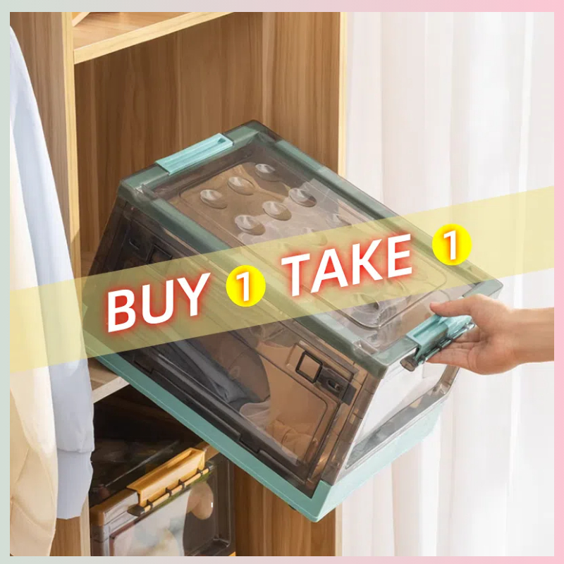 Clear Storage Box Organizer Foldable Storage Box For Clothes Pulley ...