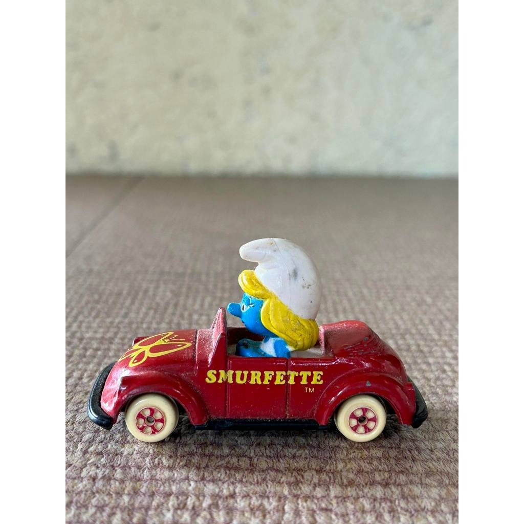Vintage Metal Smurfette Red Car Peyo ERTL 1982 The Smurfs Yellow ...
