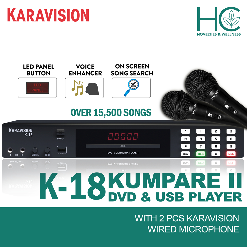 Karavision K18 Kumpare II Karaoke DVD Player with 2 microphone | Shopee Philippines