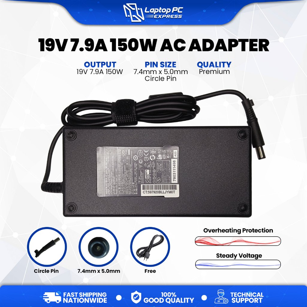 HP Laptop Charger 19V 7.9A 150W Circle Pin 7.4mm x 5.0mm | Shopee ...