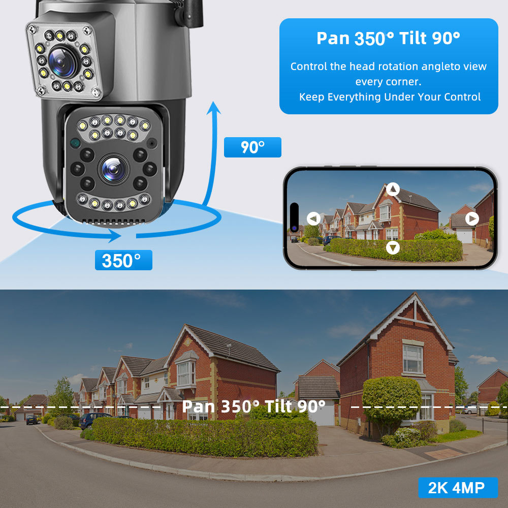 V380 Pro CCTV Camera Dual Lens 4K 8MP+8MP WiFi Outdoor IP Security Cameras Night Vision Two-Way ...