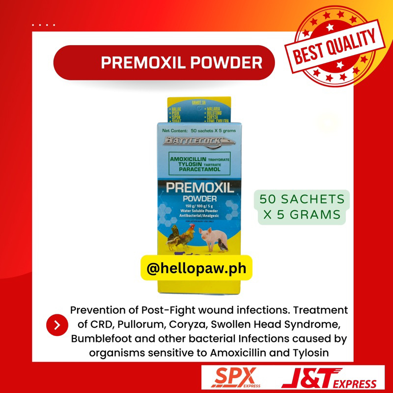 Premoxil Antibacterial Powder 50 sachets X 5g | Shopee Philippines