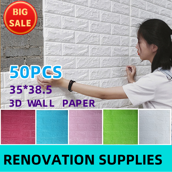 50pcs 3D wall paper sticker 35cm*38cm water proof room decoration ...