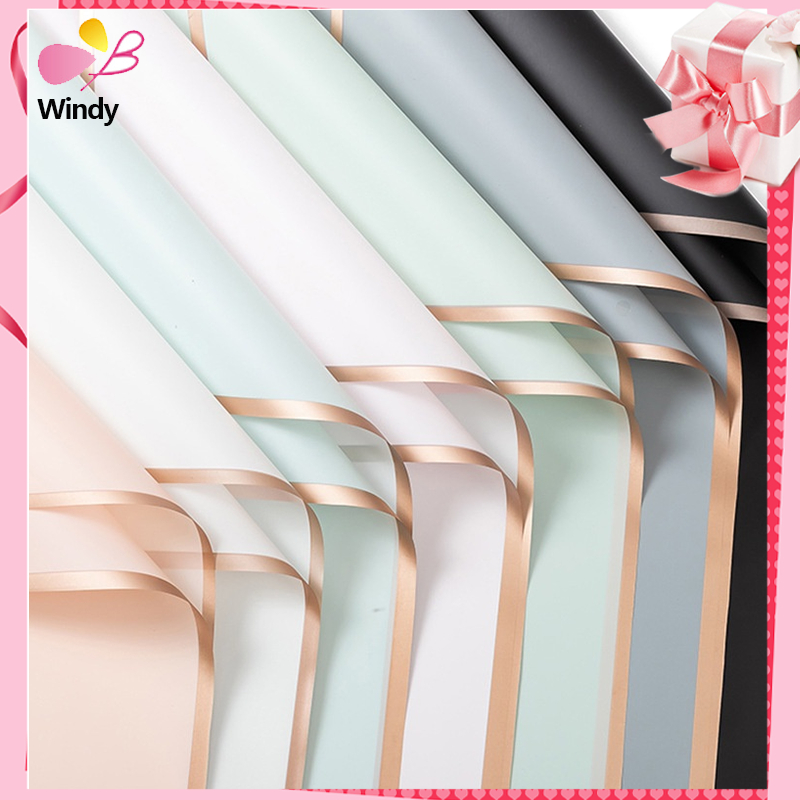 【Windy】Flower Wrapping Paper Gold Border Jelly Color Packaging Paper ...