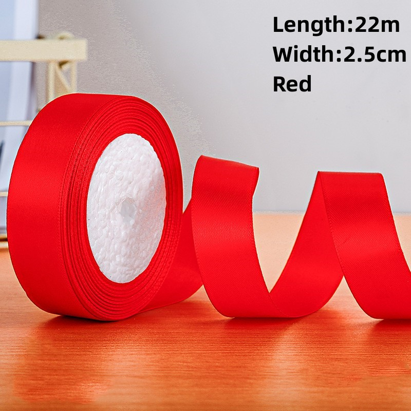 (25 yards/roll) 2.5cm Satin Ribbon Roll Gift Packaging Ribbon Flower ...