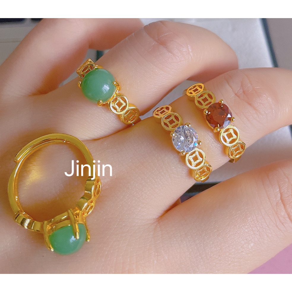 LUCKY Charm Money Catcher Coin Charm Class A ring adjustable size ring ...